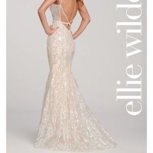 ellie wilde | Dresses | Nwt Ellie Wilde White Silver Sparkly Prom Dress Bridal Dress | Poshmark